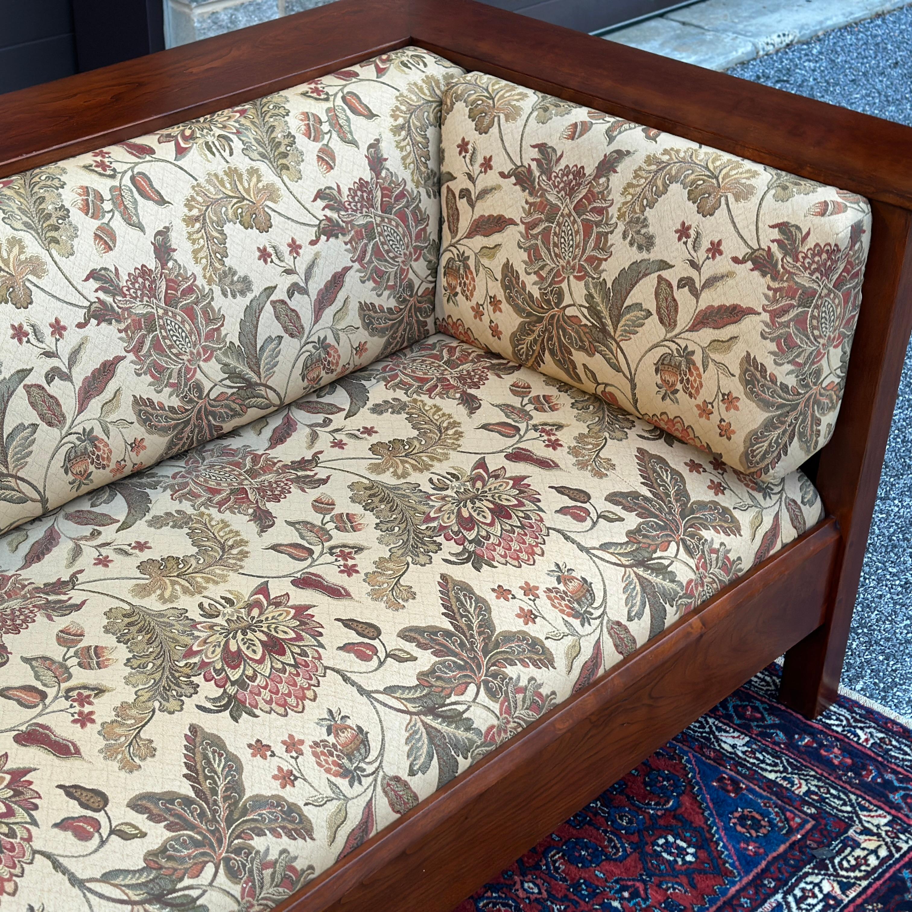 Vintage Stickley Prairie Settle Solid Cherry Framed Sofa or Settee For ...