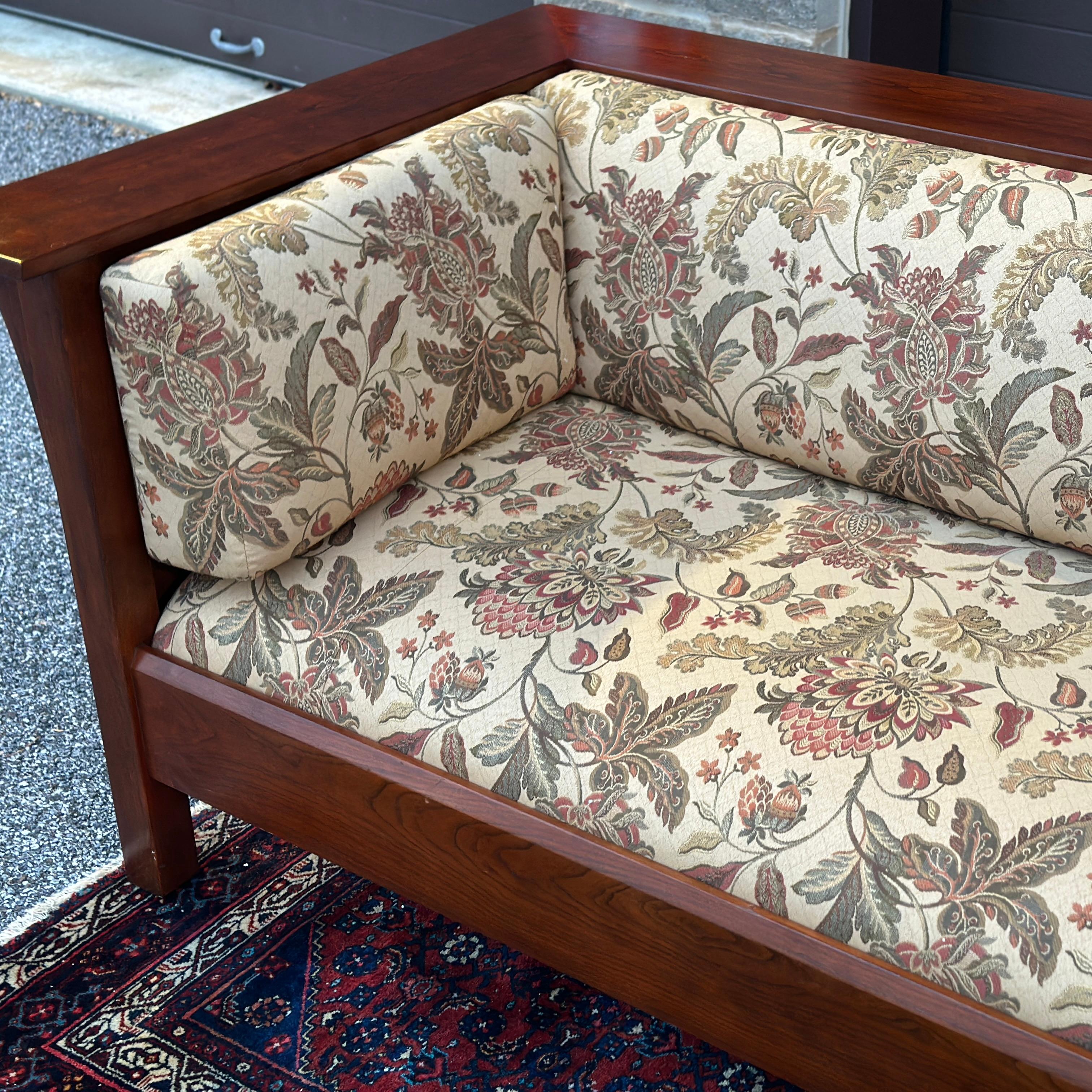 Vintage Stickley Prairie Settle Solid Cherry Framed Sofa or Settee For ...
