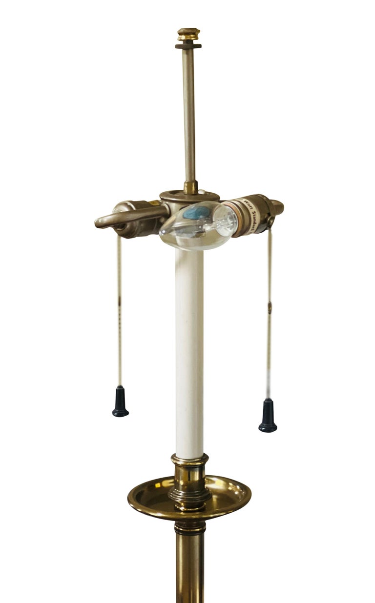 Vintage Stiffel Brass Floor Lamp with Glass Table For Sale at 1stDibs