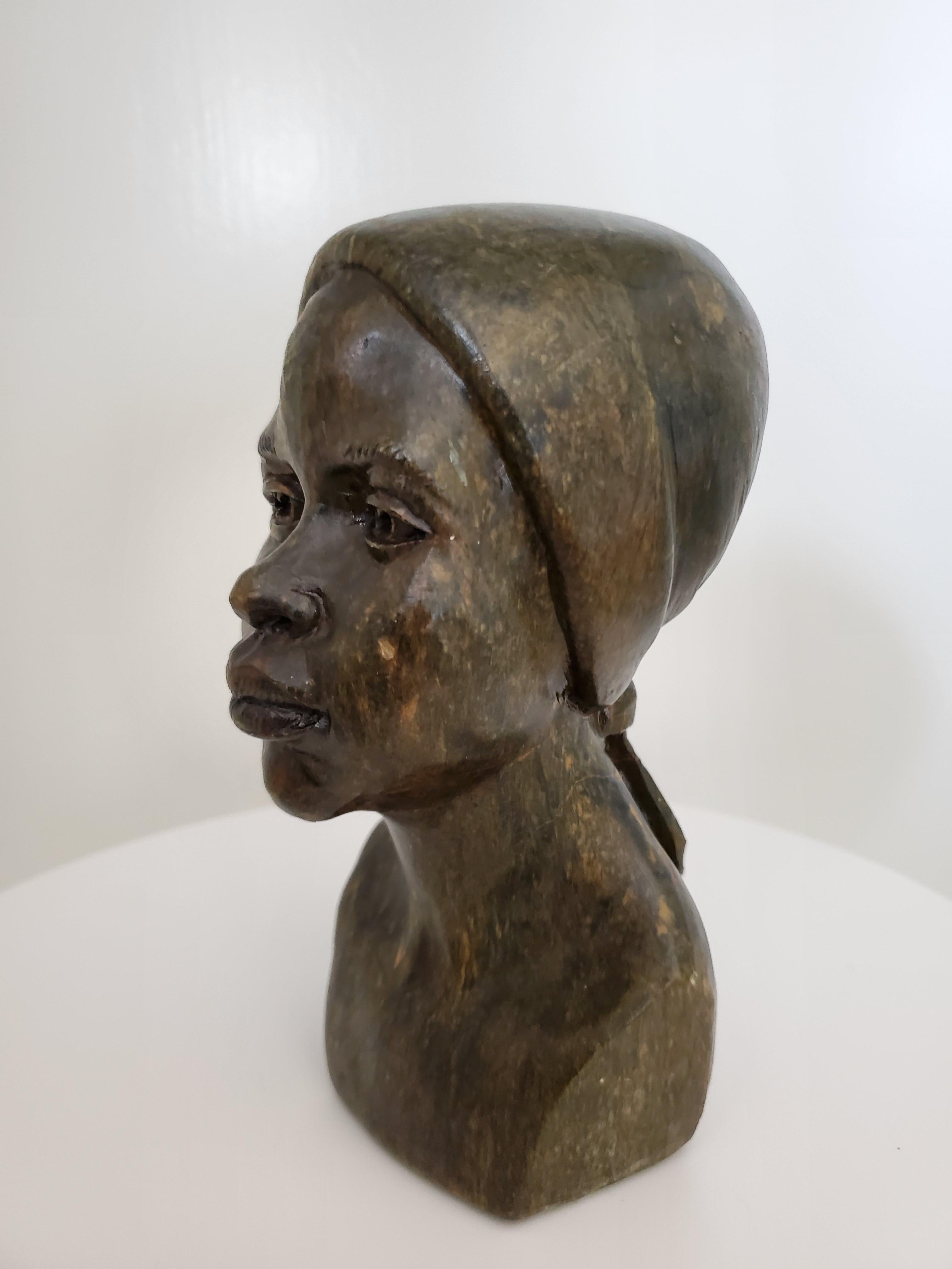 Vintage Stone Busts of African Man and Woman by Unknown Shona Artist ...