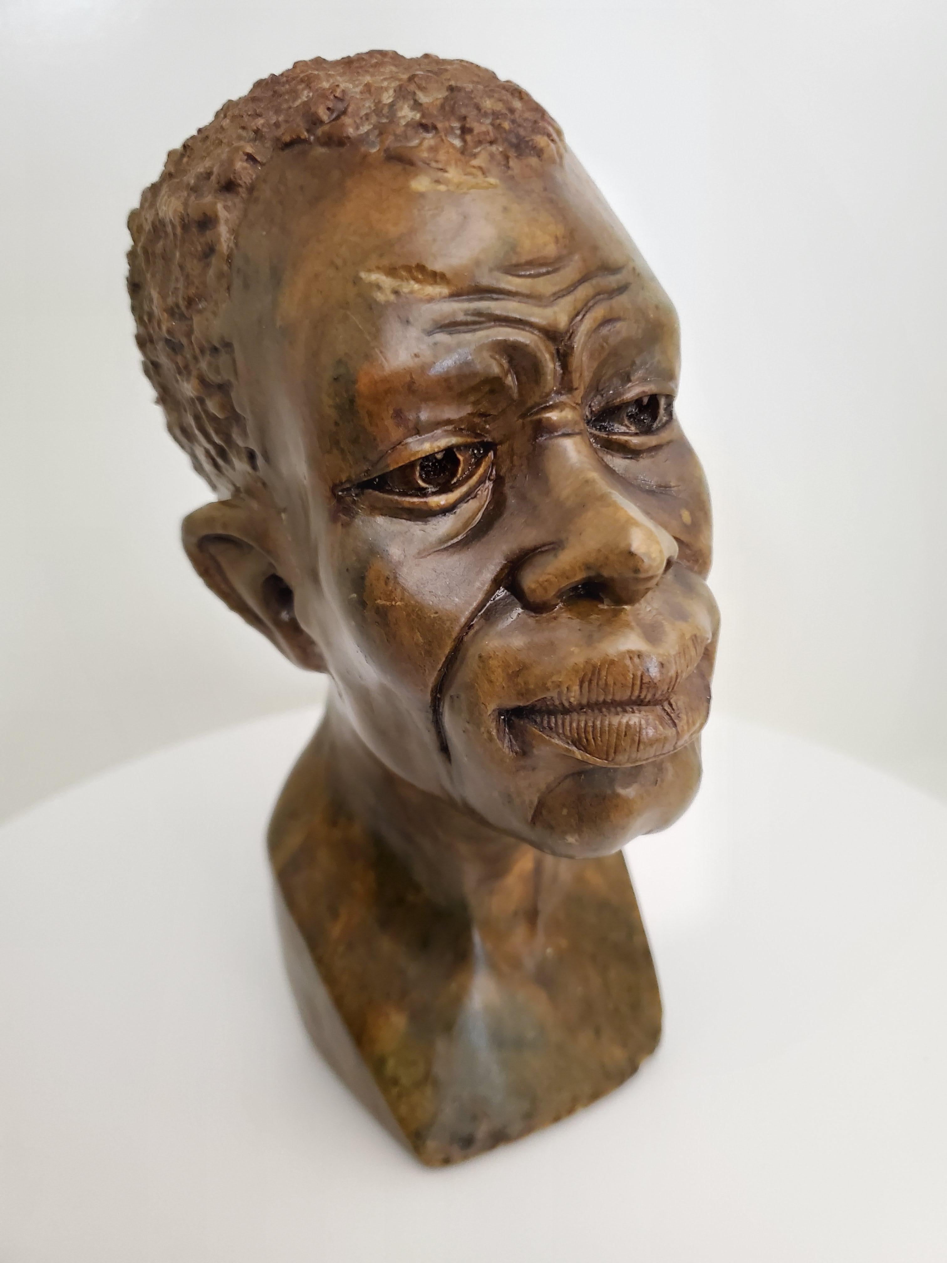 Vintage Stone Busts of African Man and Woman by Unknown Shona Artist ...