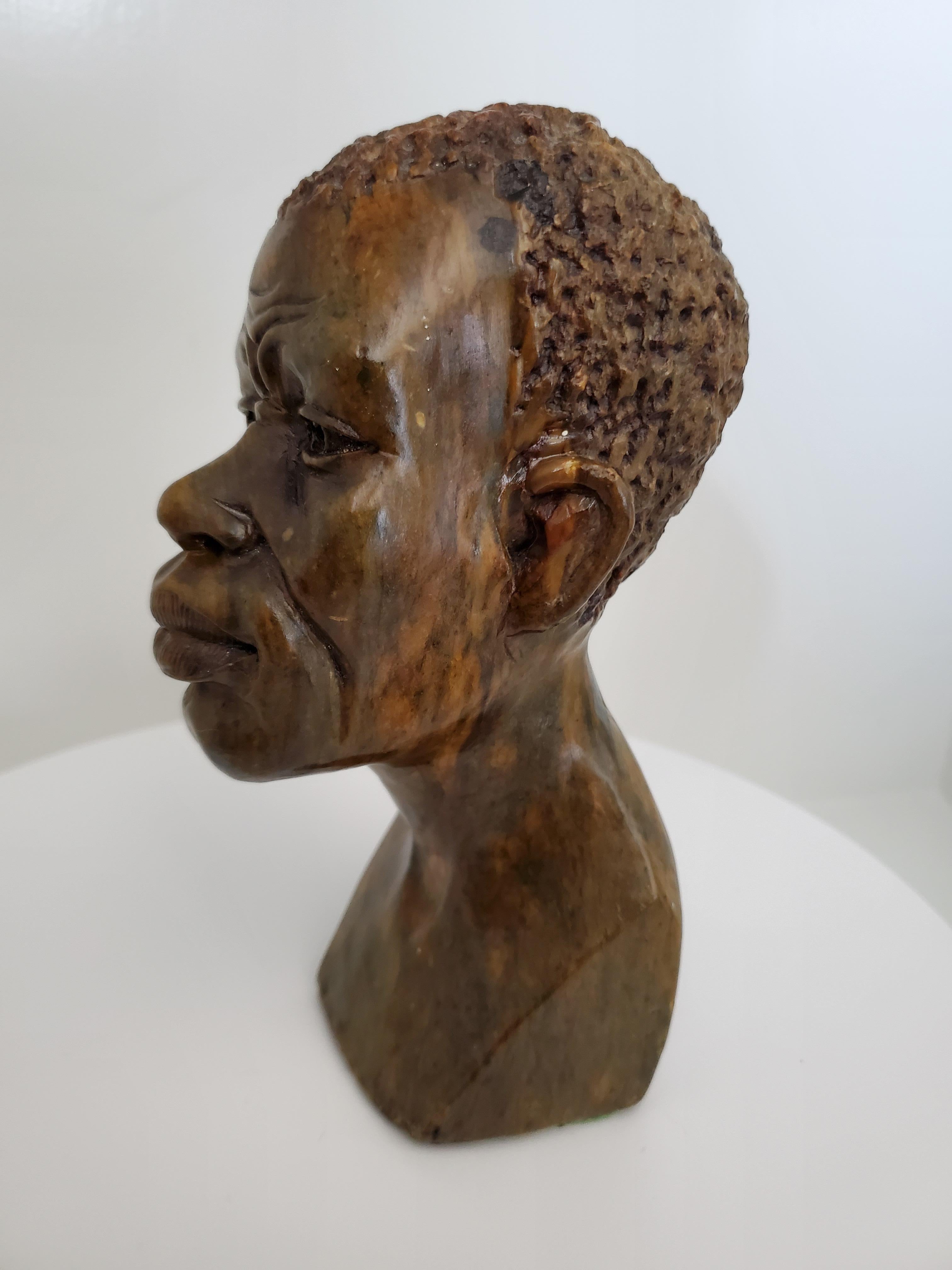 Vintage Stone Busts of African Man and Woman by Unknown Shona Artist ...