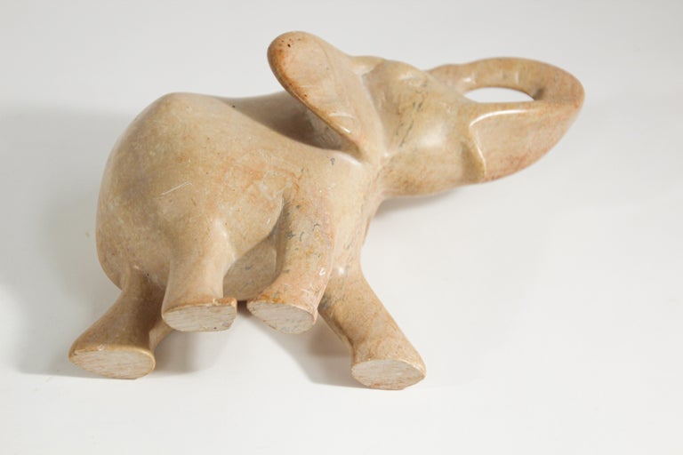 Vintage Stone Hand Carved Elephant Sculpture at 1stDibs