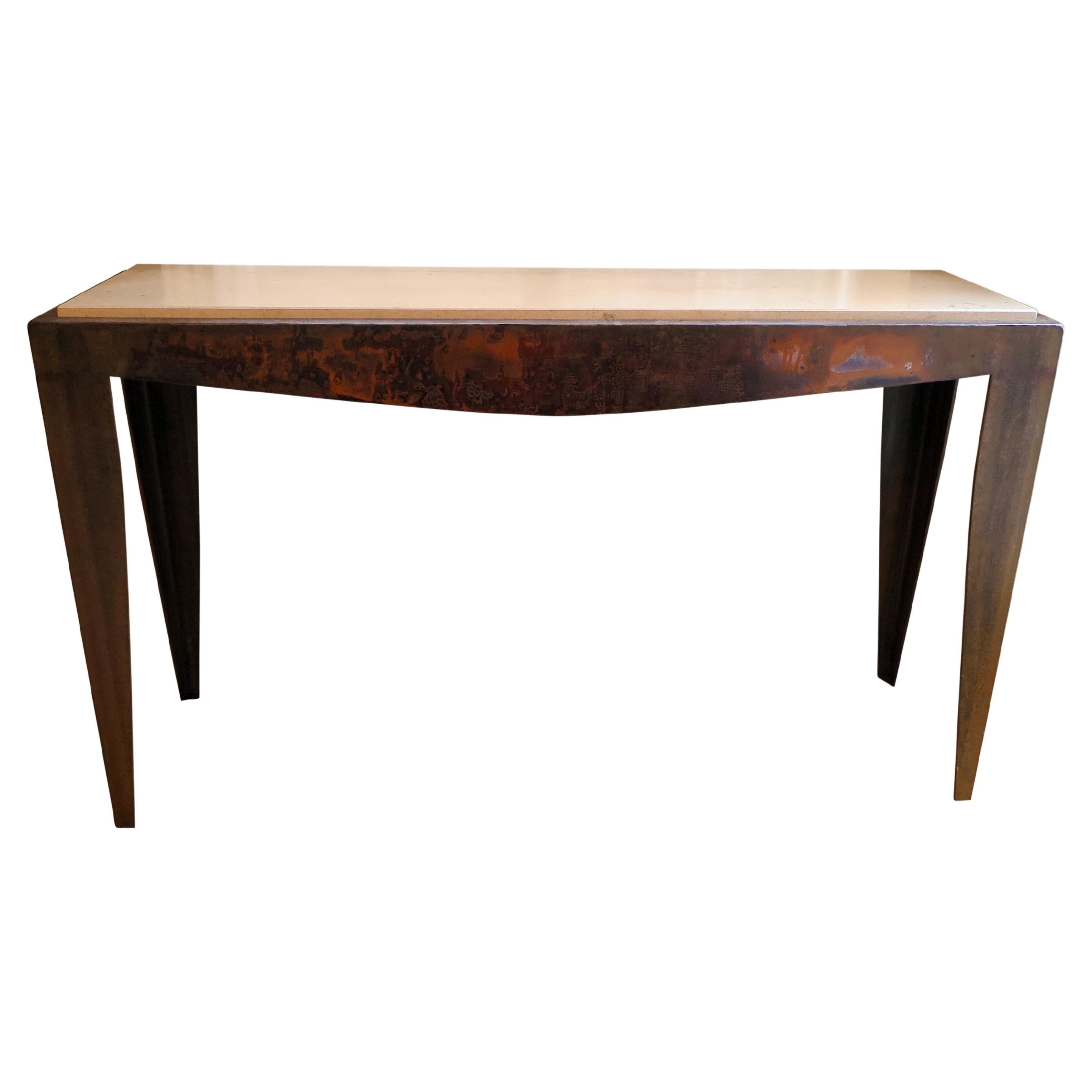 Vintage Stone and Steel Console Table For Sale at 1stDibs