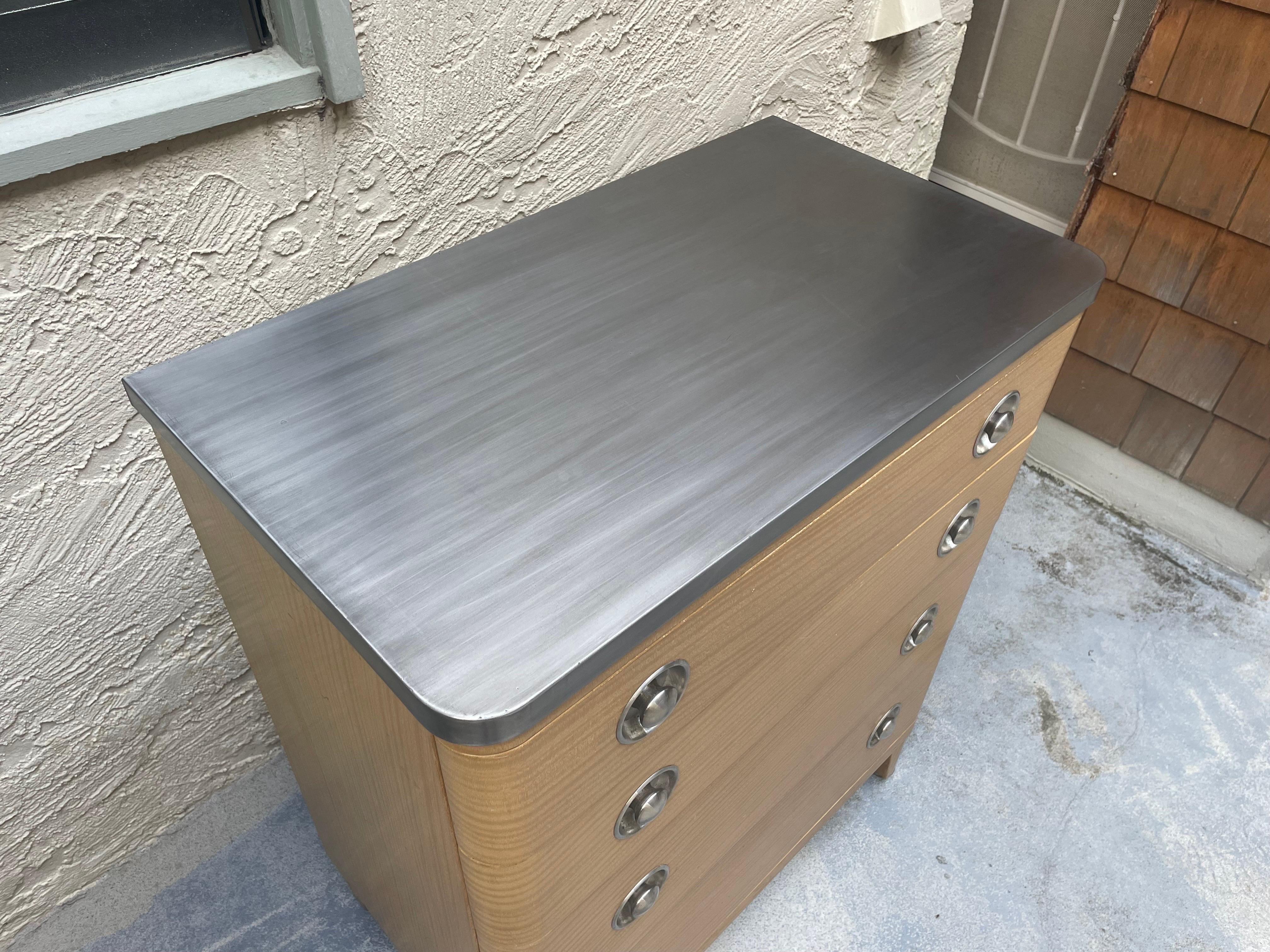 Vintage Streamline Moderne Simmons Stainless Steel Tall Dresser For ...
