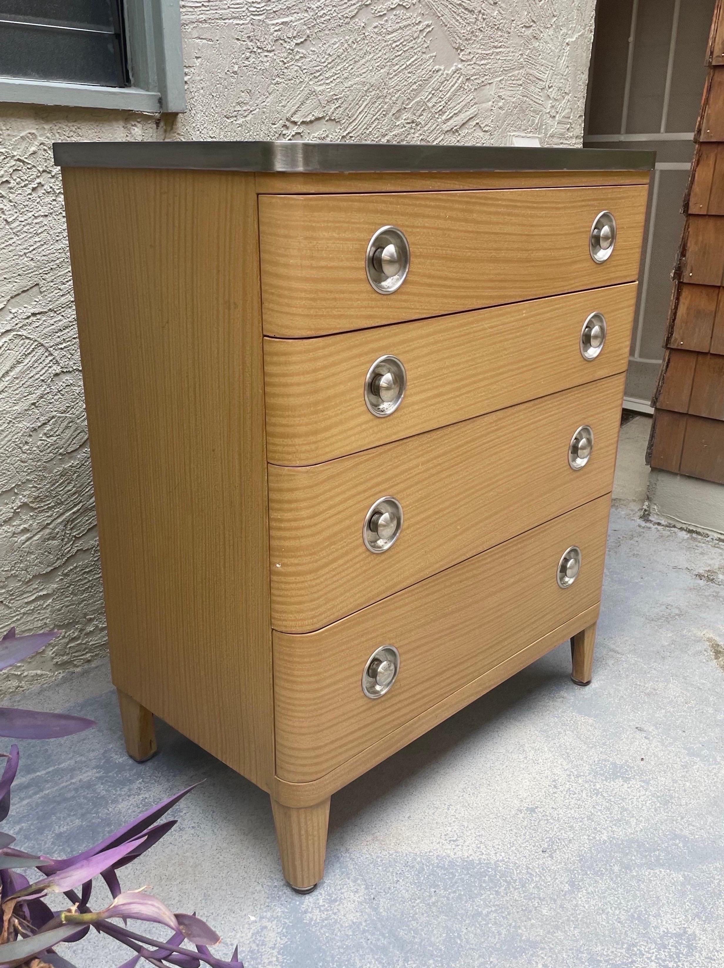 Vintage Streamline Moderne Simmons Stainless Steel Tall Dresser For ...