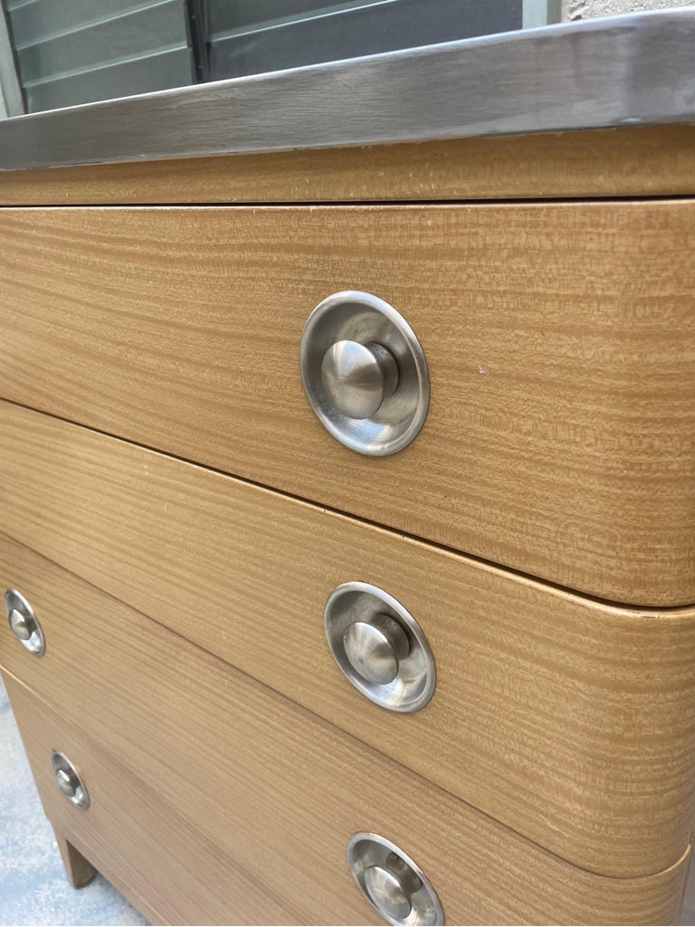 Vintage Streamline Moderne Simmons Stainless Steel Tall Dresser For ...