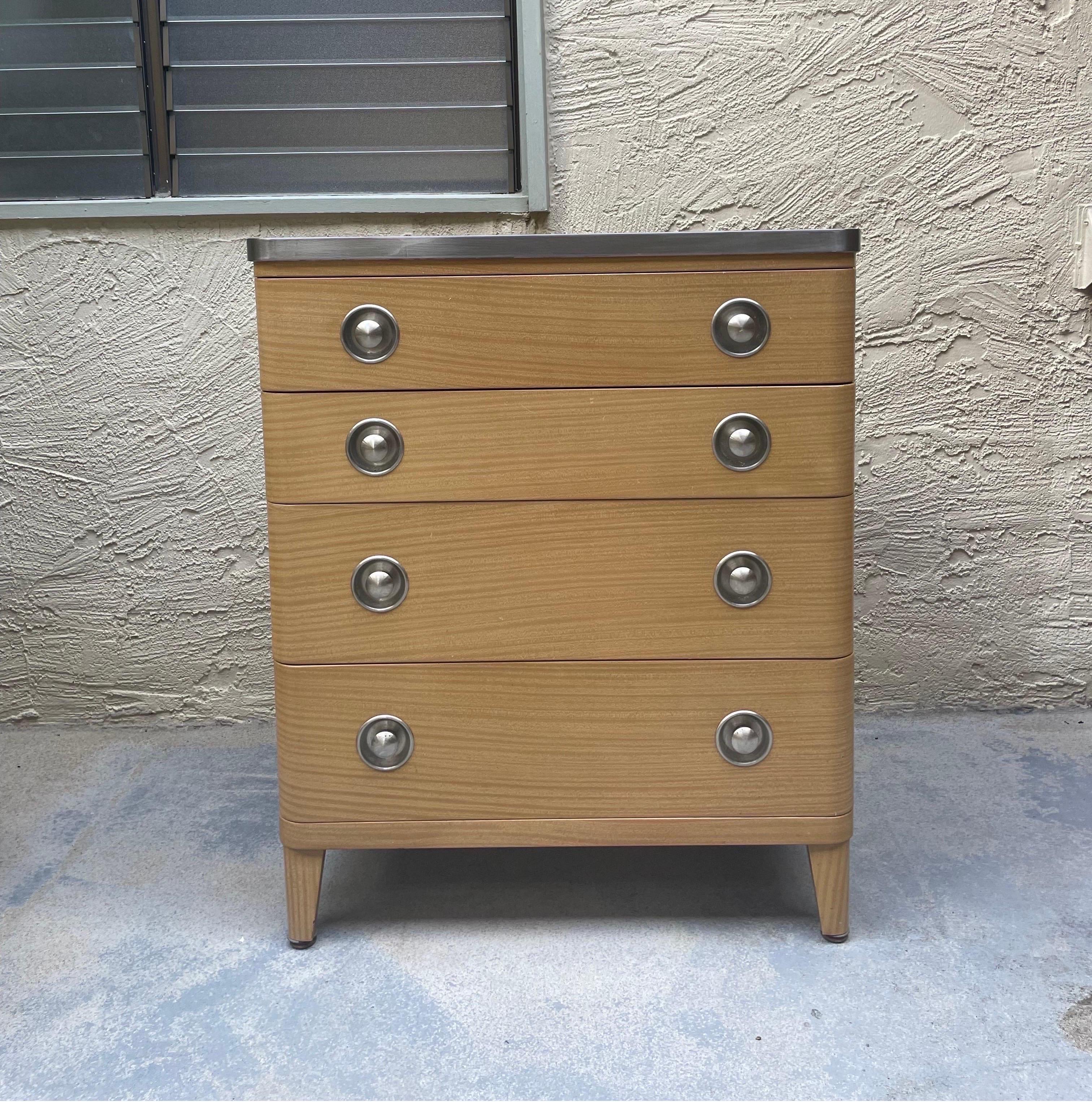 Vintage Streamline Moderne Simmons Stainless Steel Tall Dresser For ...