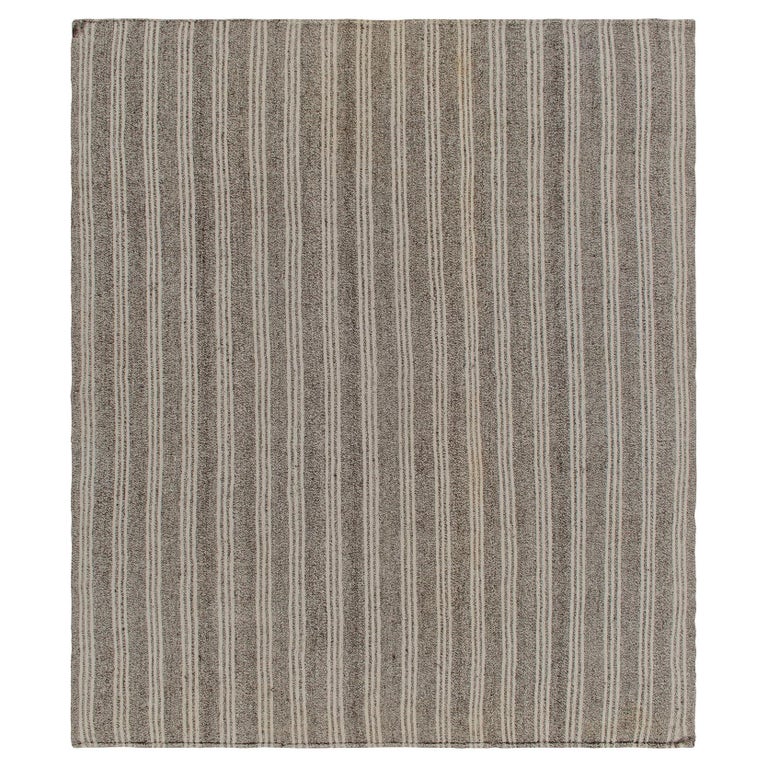 Vintage Striped Kilim in Gray Striations, Salt and Pepper Colors by Rug ...