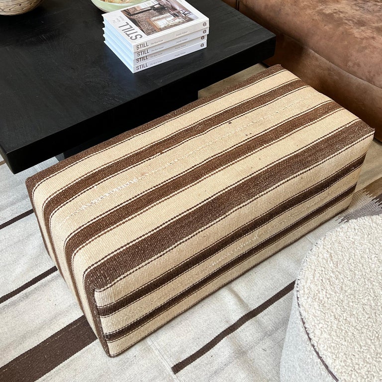 Vintage Striped Rug Ottoman For Sale at 1stDibs