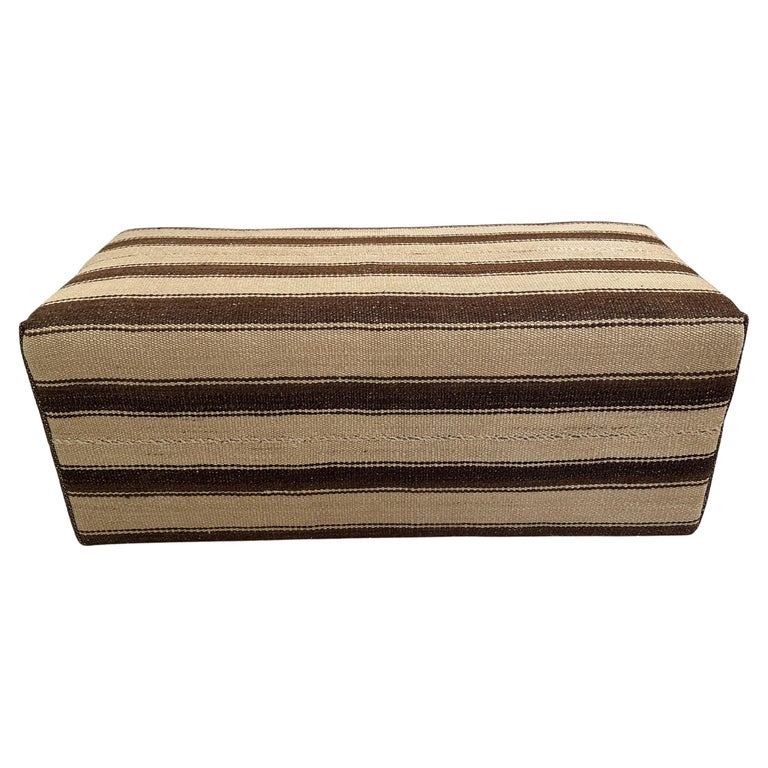Vintage Striped Rug Ottoman For Sale at 1stDibs