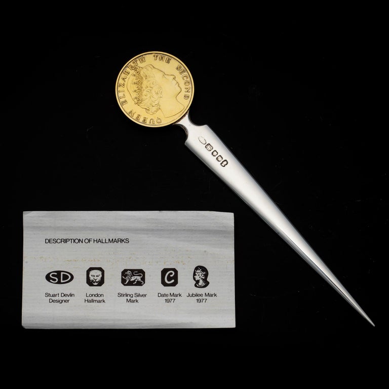 Vintage Stuart Devlin 925 Sterling Silver Commemorative Letter Opener ...