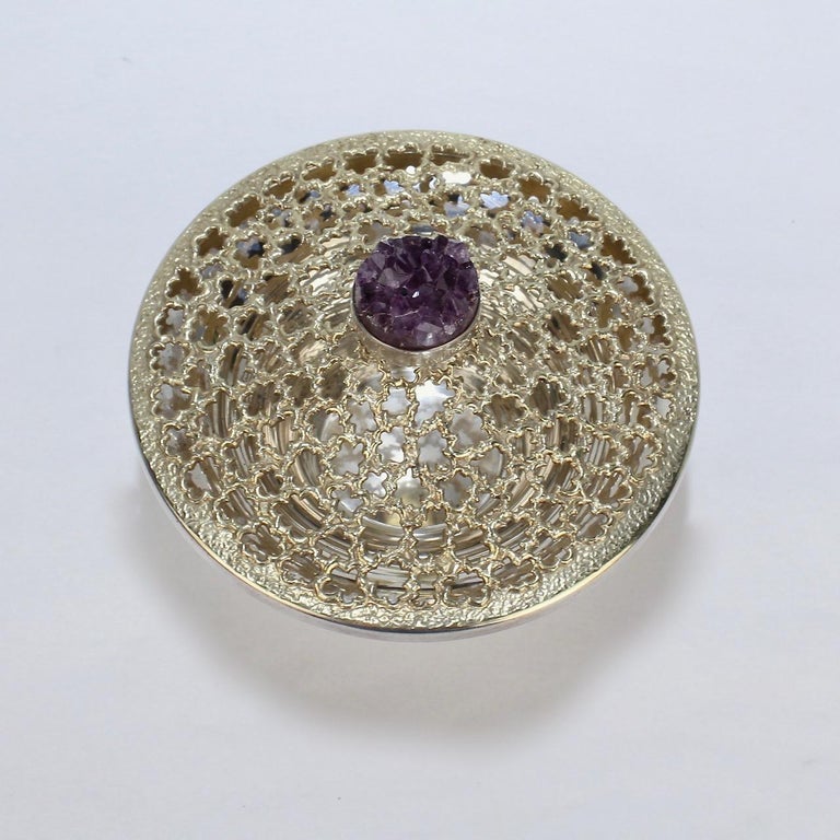 Vintage Stuart Devlin Sterling Silver and Amethyst Reticulated Covered ...