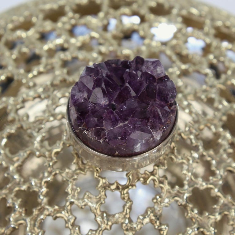 Vintage Stuart Devlin Sterling Silver and Amethyst Reticulated Covered ...