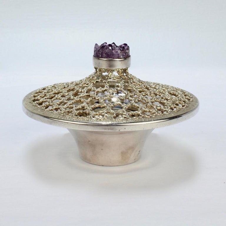 Vintage Stuart Devlin Sterling Silver and Amethyst Reticulated Covered ...