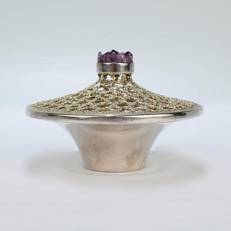 Vintage Stuart Devlin Sterling Silver and Amethyst Reticulated Covered ...