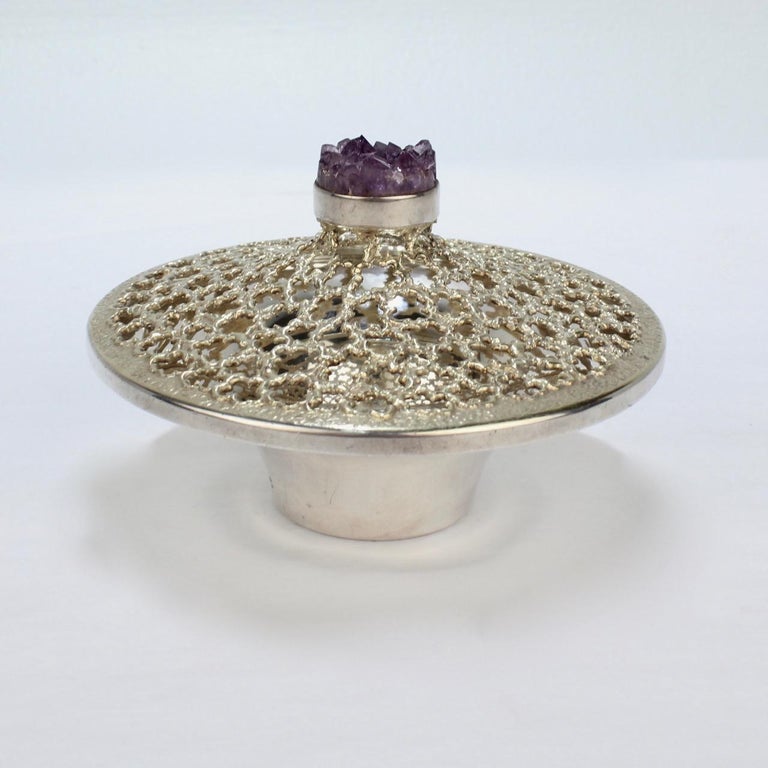 Vintage Stuart Devlin Sterling Silver and Amethyst Reticulated Covered ...