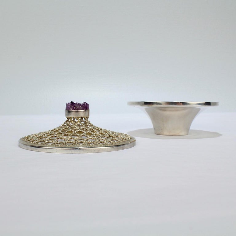 Vintage Stuart Devlin Sterling Silver and Amethyst Reticulated Covered ...
