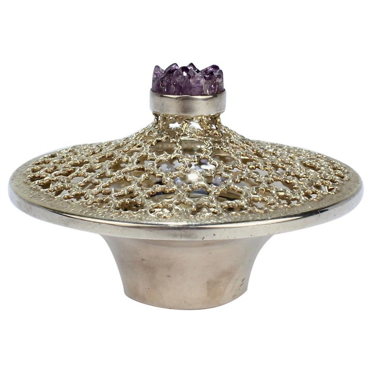 Vintage Stuart Devlin Sterling Silver and Amethyst Reticulated Covered ...