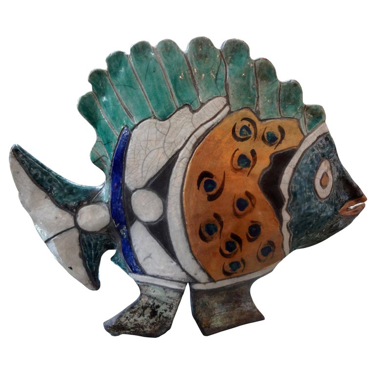 Vintage Studio Art Pottery Fish Sculpture Signed S. Dewitt at 1stDibs