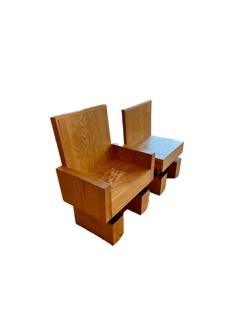 Vintage Studio Crafted Oak Side Chairs, Circa 1970 For Sale at 1stDibs
