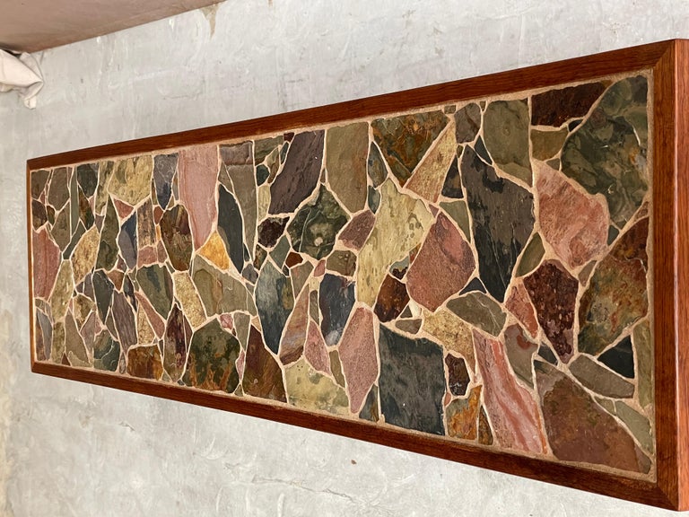 Vintage Studio Made Teak + Iron and Mosaic Slate Tile Console For Sale ...