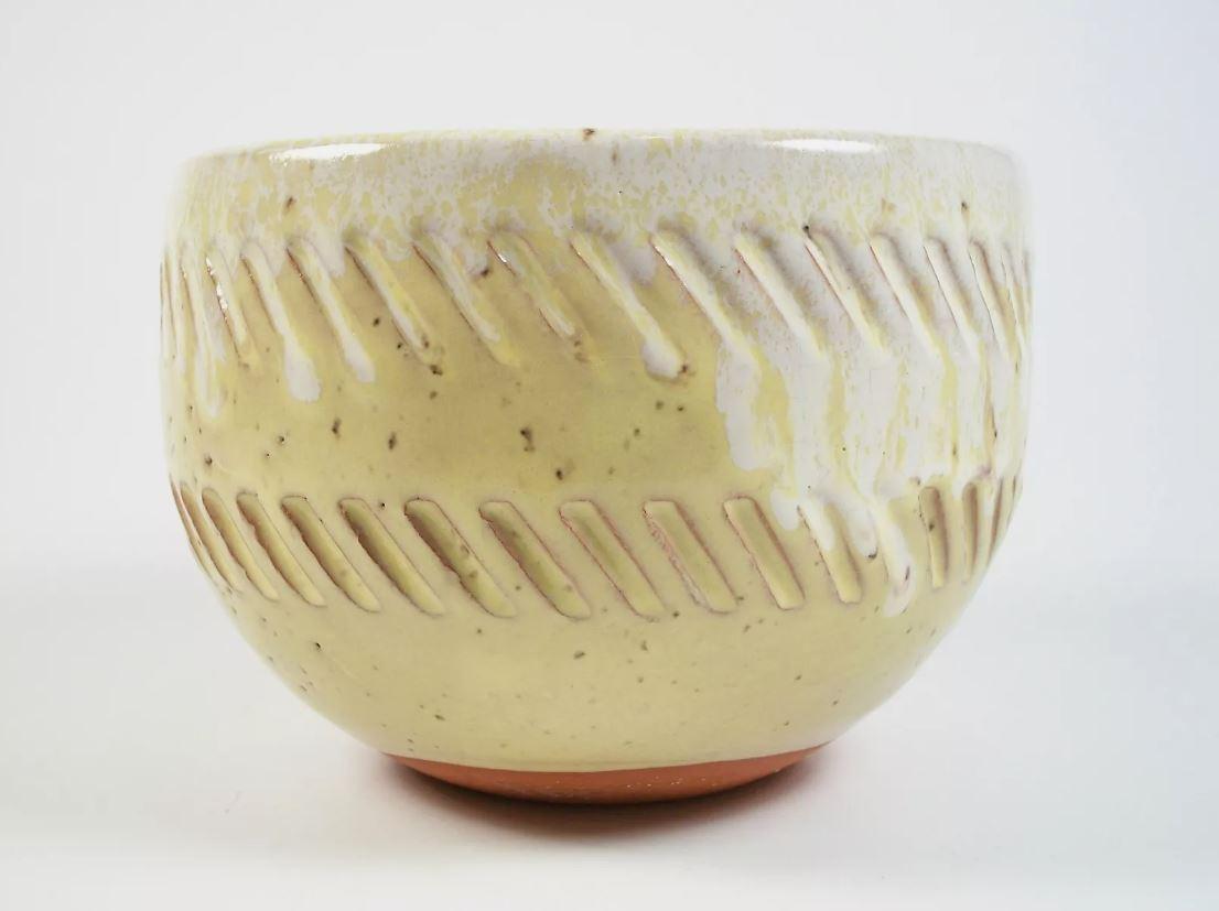 Vintage Studio Pottery Bowl - Incised Decoration - Unsigned - Mid 20th ...