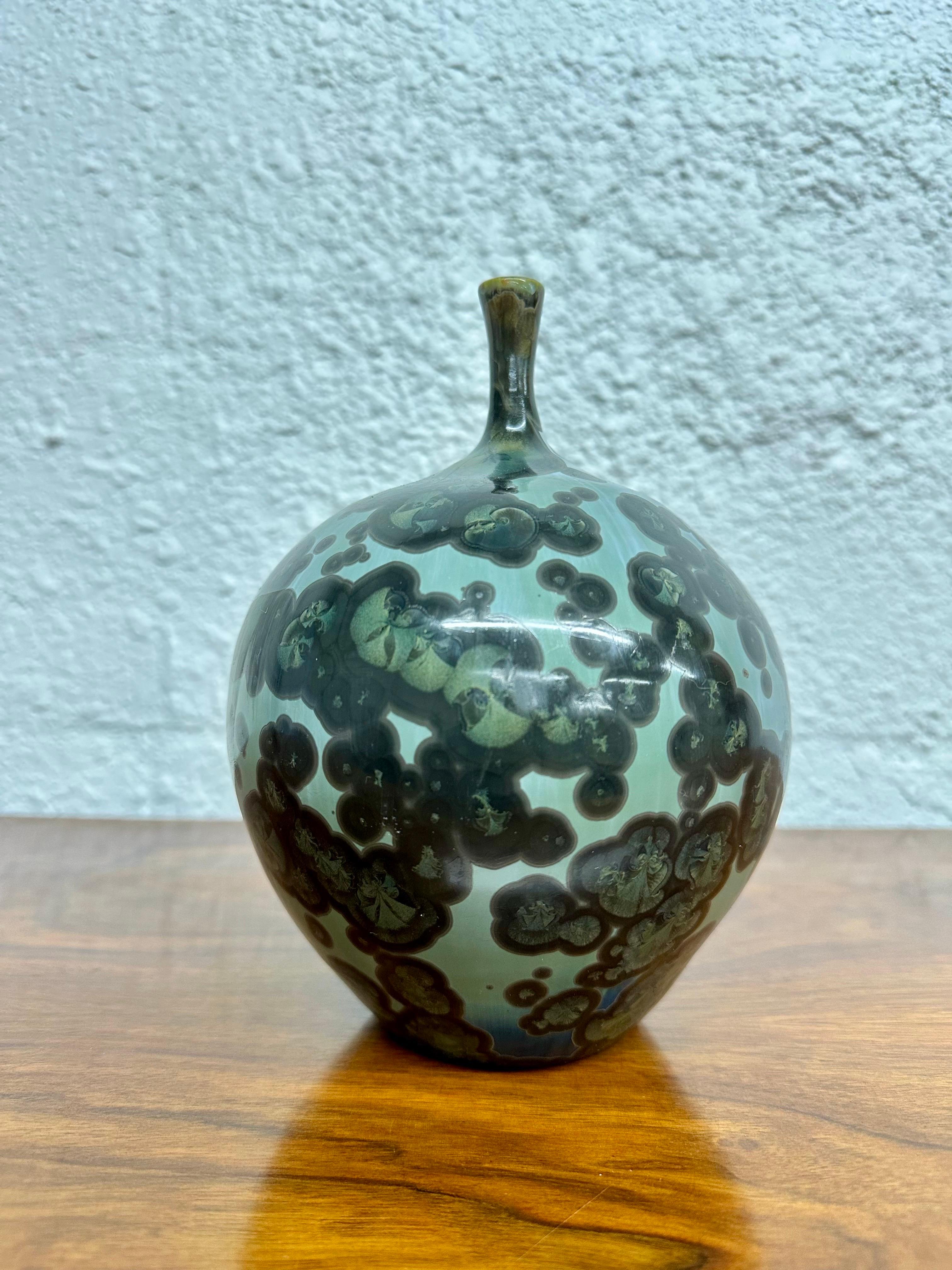 Vintage Studio Pottery Crystalline Glaze Weed Pot Ceramic Vase For Sale ...