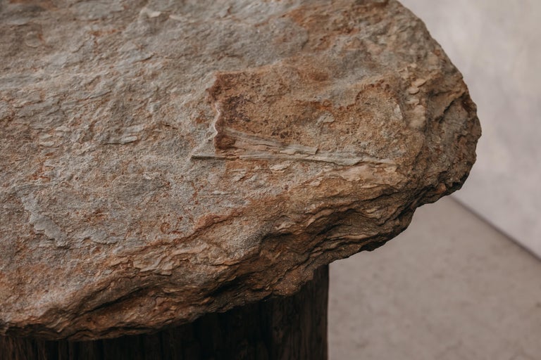Vintage Stump And Slate Side Table From France, Circa 1880 For Sale at ...