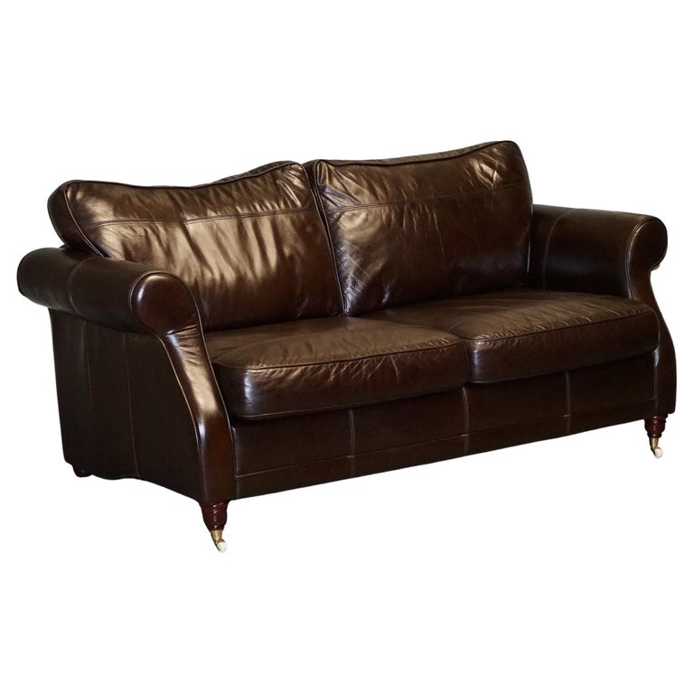 VINTAGE STUNNiNG CHOCOLATE BROWN LEATHER 2 TO 3 SEATER SOFA For Sale at ...