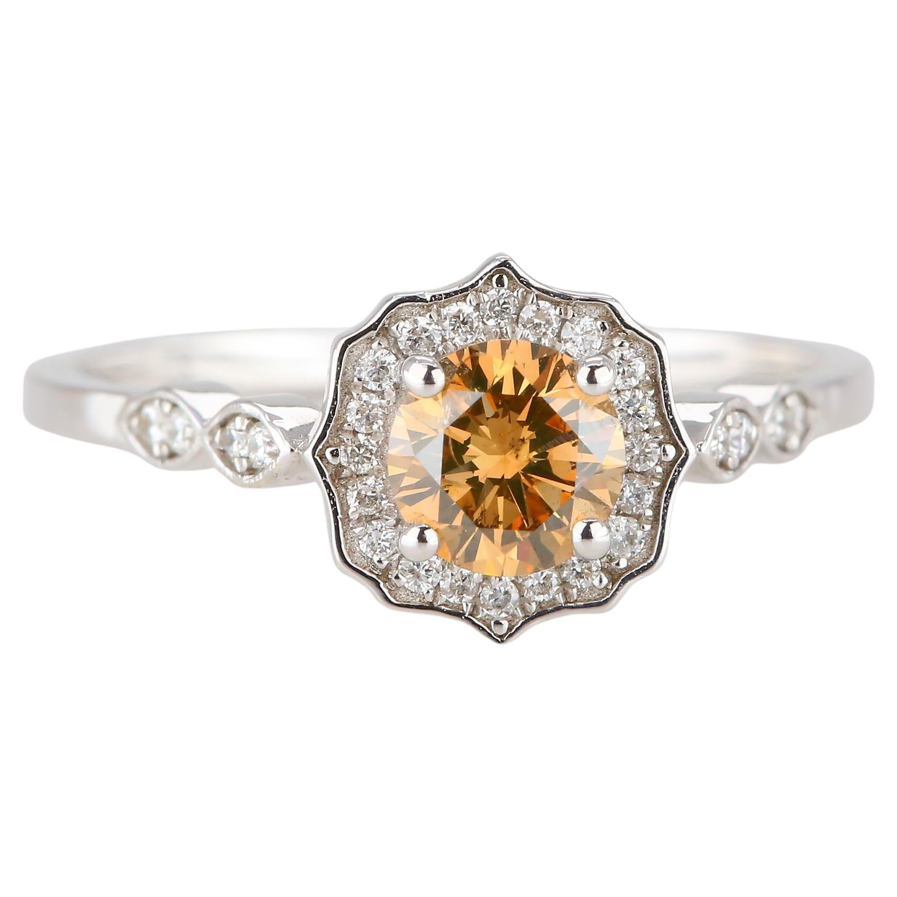 Champagne Diamond Ring For Sale at 1stDibs