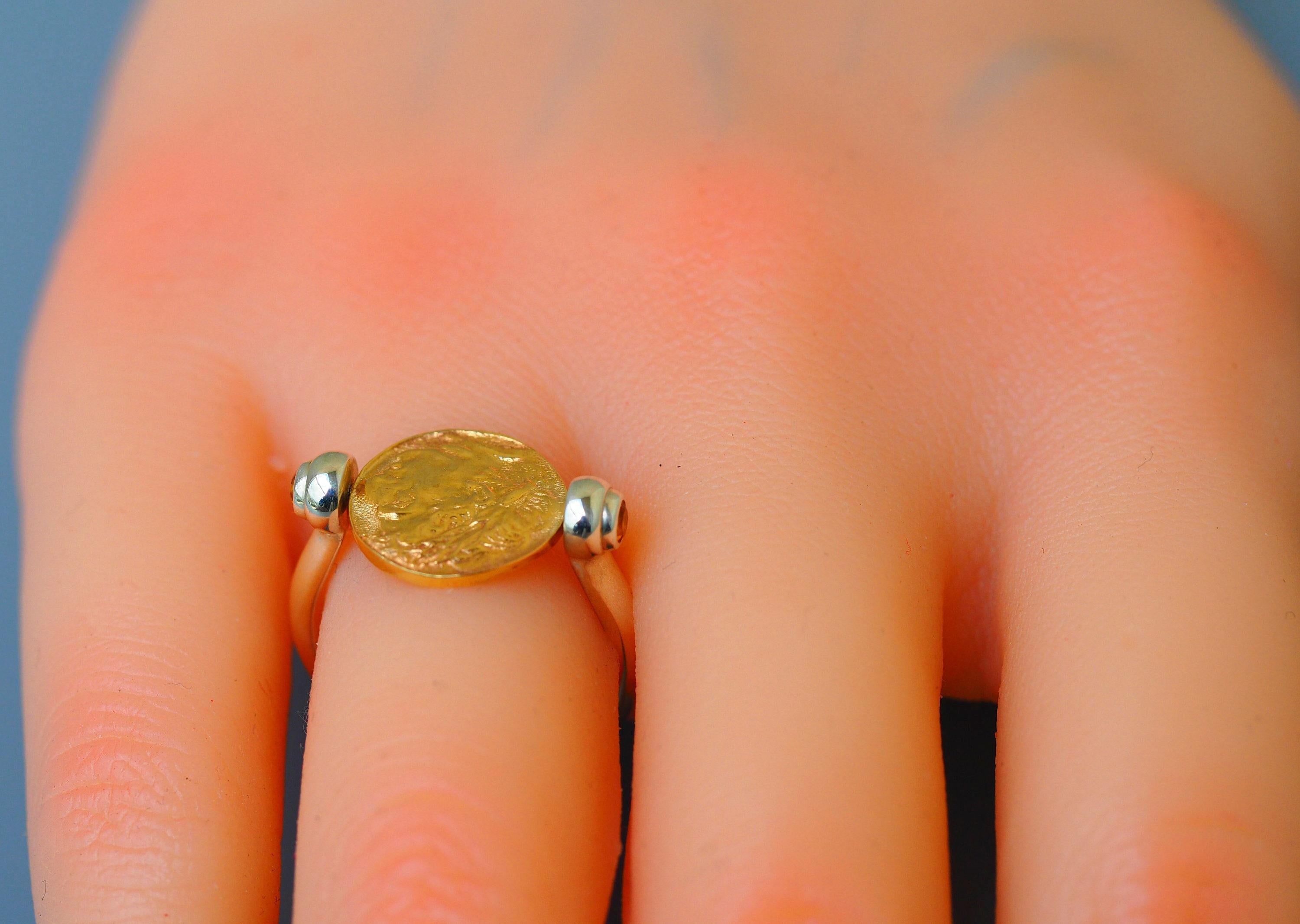 Vintage style gold Coin Ring For Sale at 1stDibs