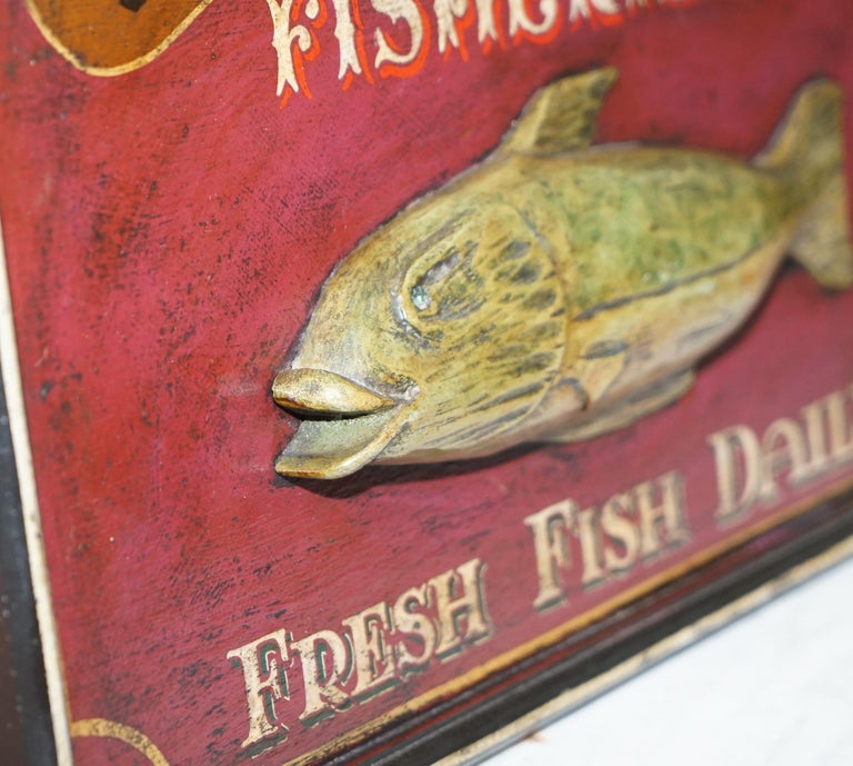 Vintage Style Hand Painted Advertising Sign Benton Line Fishers Fresh ...