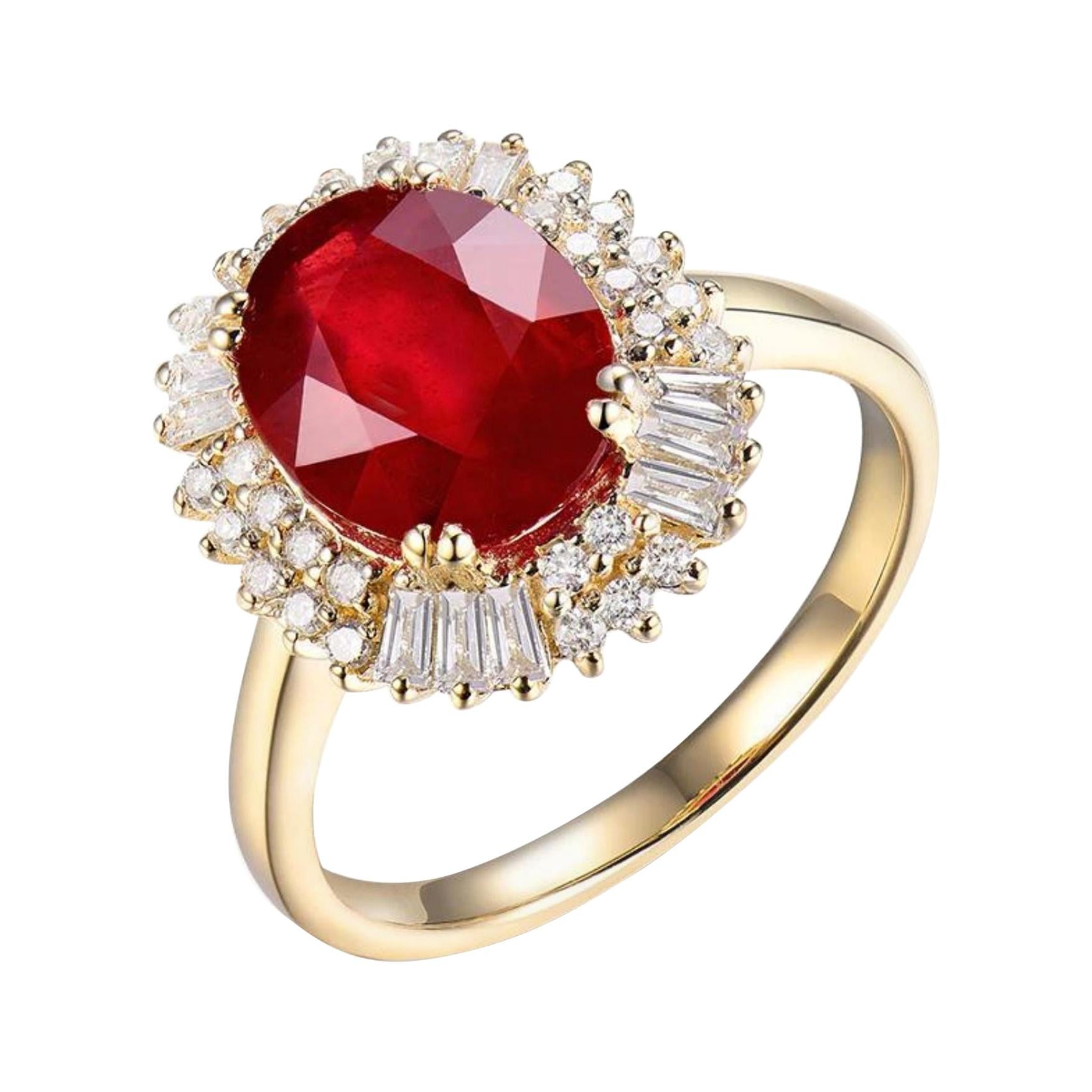 Diamond Ruby Flower Ring at 1stDibs