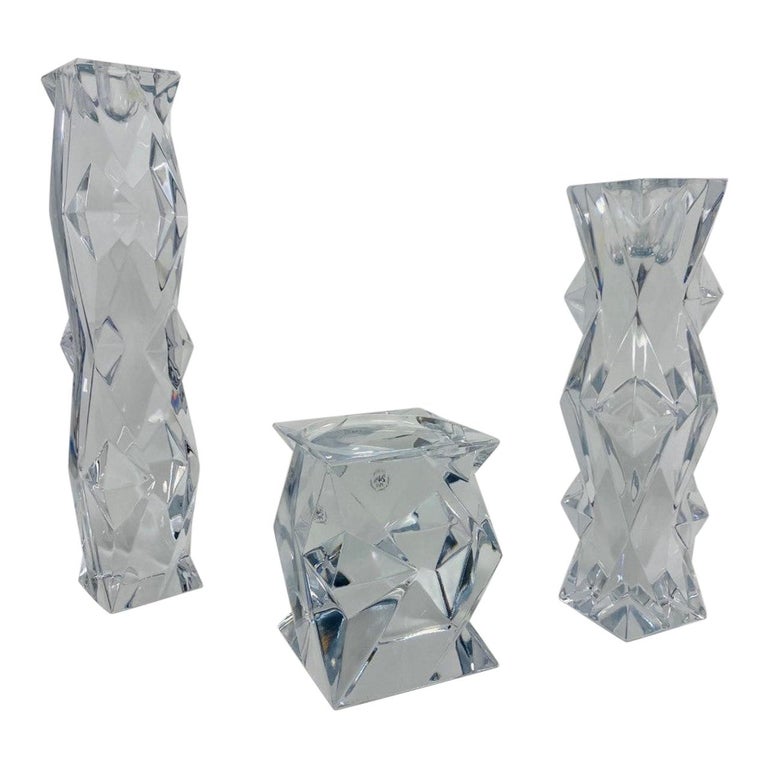 Vintage Stylized Lead Crystal Candle Holder Set of 3 by Libera Czech at ...