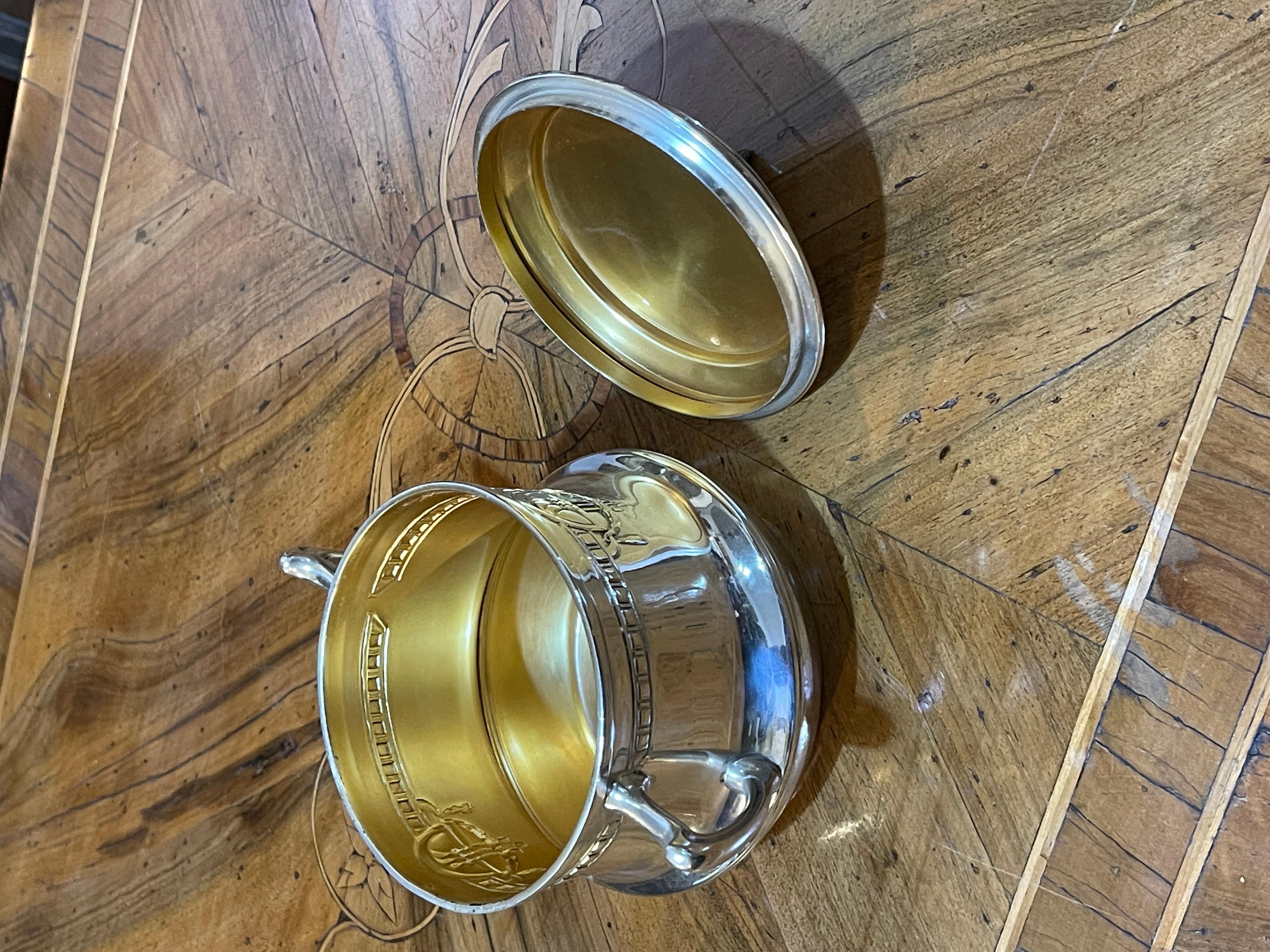 Vintage Sugar Bowl, Silver Metal For Sale at 1stDibs