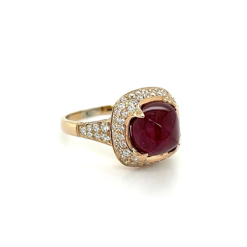 Vintage Sugarloaf Ruby GRA and Diamond Gold Halo Cocktail Ring For Sale ...