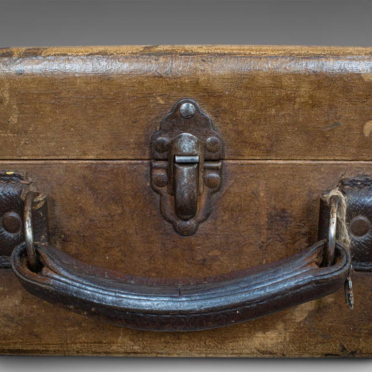 Vintage Suitcase, English, Leather Bound, Travel Case, Decoration, 20th ...