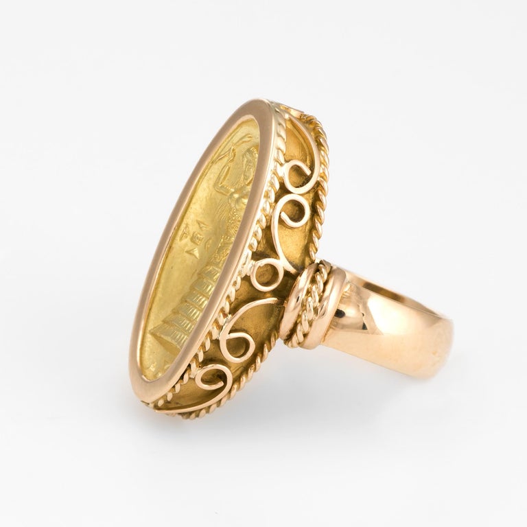Vintage Sumerian Goddess Ring 18 Karat Gold Anunnaki Oval Cocktail ...
