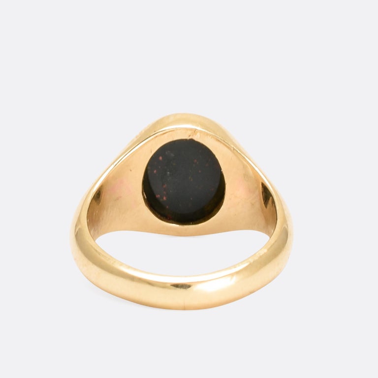 Vintage "Sun and Acorn" Bloodstone Intaglio Signet Ring at 1stDibs