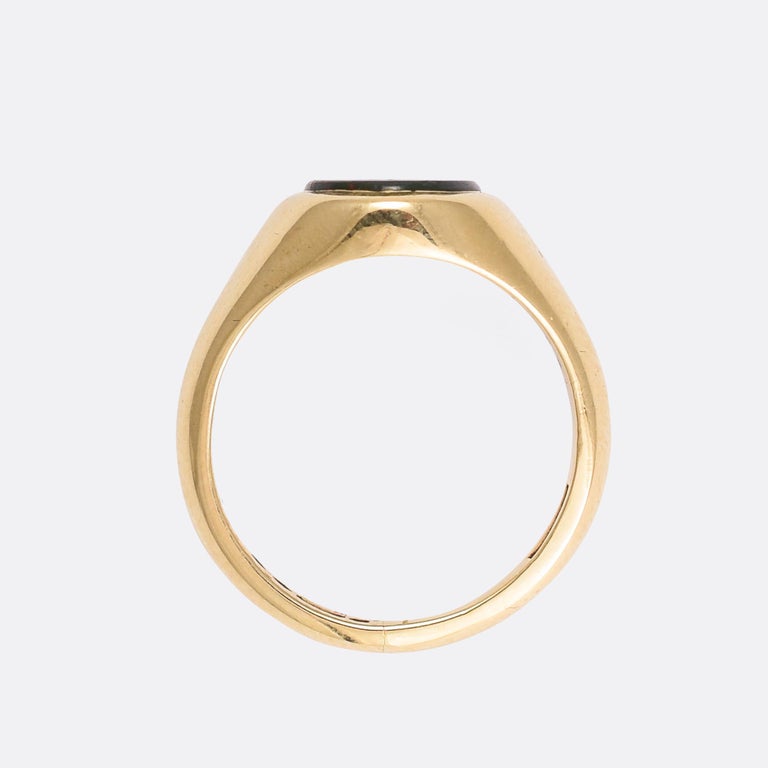 Vintage "Sun and Acorn" Bloodstone Intaglio Signet Ring at 1stDibs