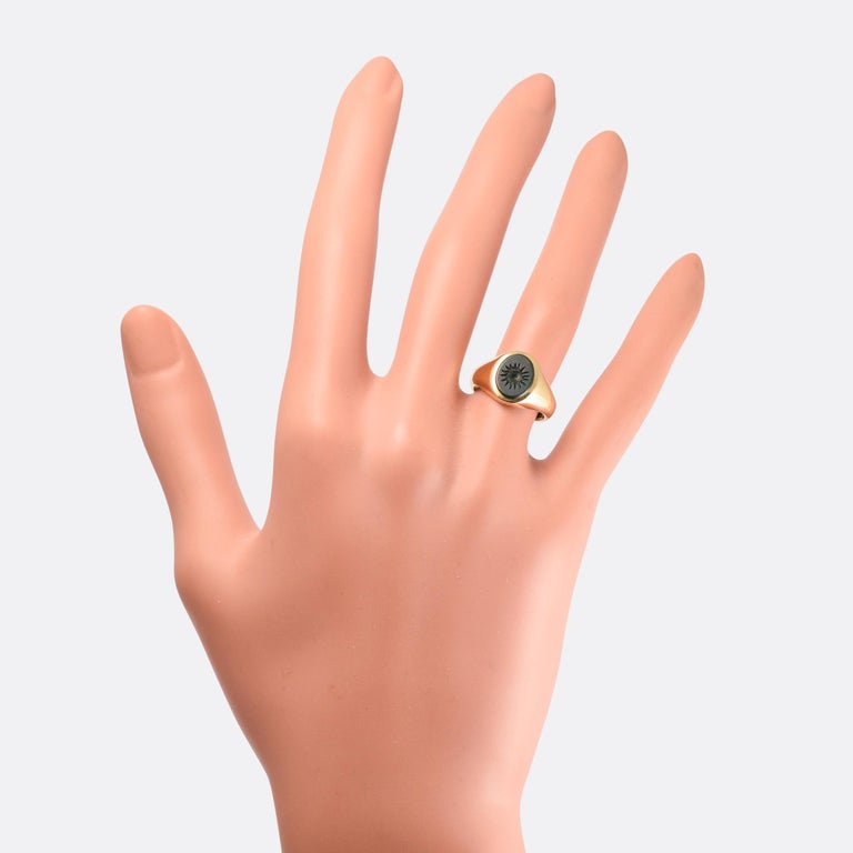 Vintage "Sun and Acorn" Bloodstone Intaglio Signet Ring at 1stDibs