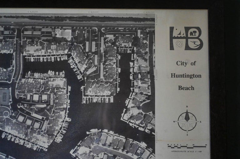 Vintage Surveyor's Map of Huntington Beach Harbor, Ca circa 1970 at 1stDibs