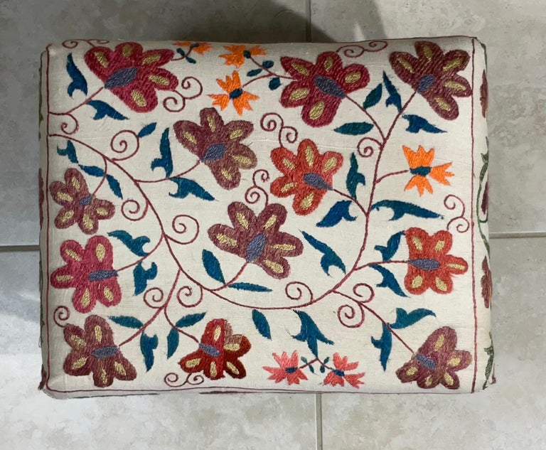 Vintage Suzani Foot Stool For Sale at 1stDibs