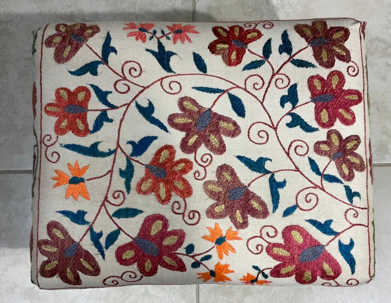 Vintage Suzani Foot Stool For Sale at 1stDibs