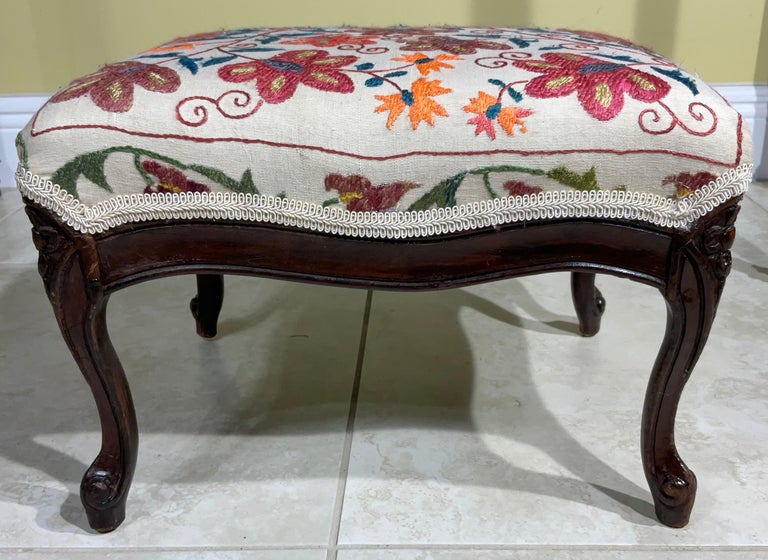 Vintage Suzani Foot Stool For Sale at 1stDibs