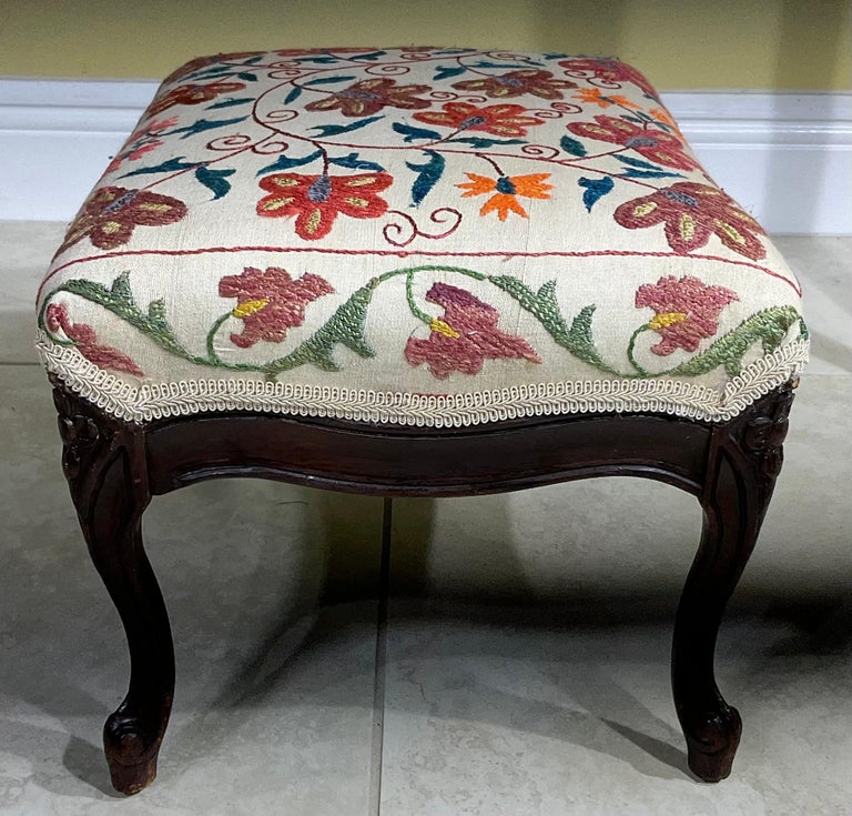 Vintage Suzani Foot Stool For Sale at 1stDibs