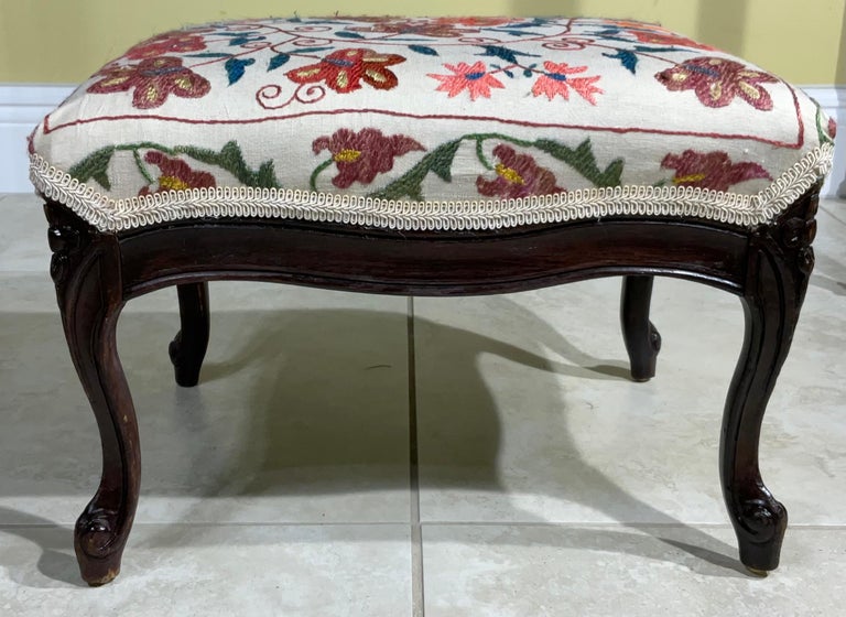 Vintage Suzani Foot Stool For Sale at 1stDibs