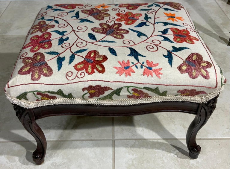 Vintage Suzani Foot Stool For Sale at 1stDibs