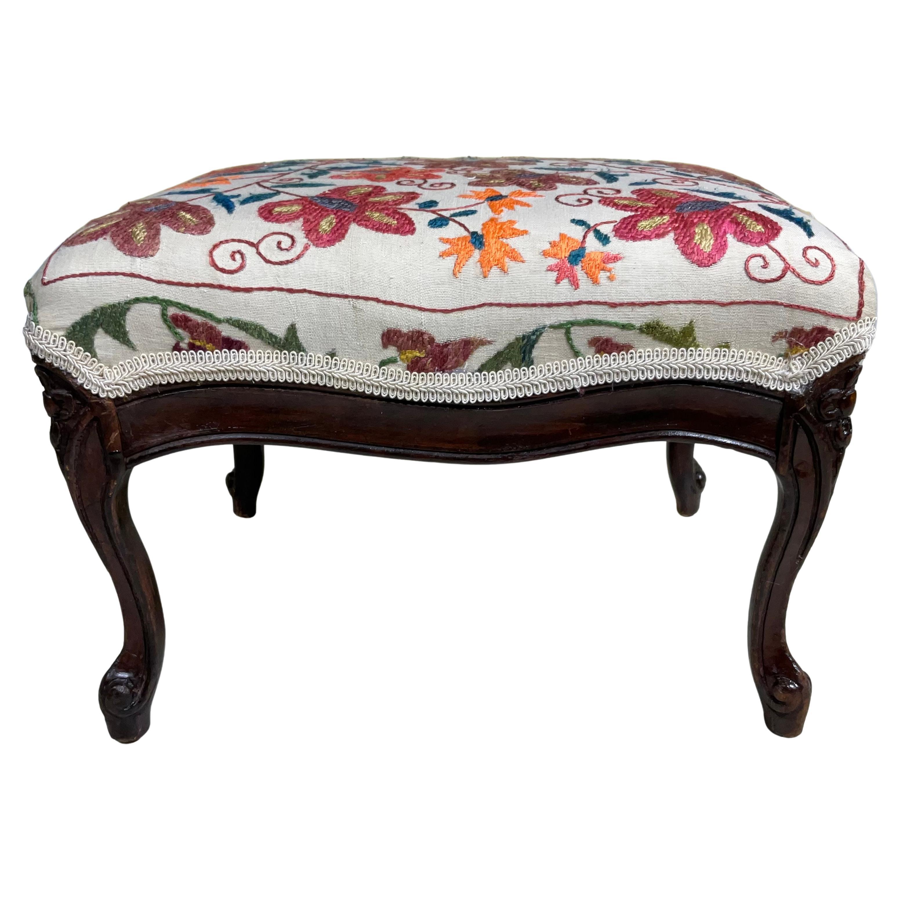 Vintage Suzani Foot Stool For Sale at 1stDibs